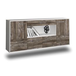 Stil.Zeit Sideboard Fullerton | Korpus Weiß | Treibholz hängend mit Griffen (180x79x35cm)