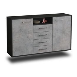 Stil.Zeit Sideboard Eugene | Korpus Anthrazit | Beton hängend mit Griffen (136x79x35cm)