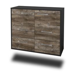 Stil.Zeit Sideboard Worcester | Korpus Anthrazit | Treibholz hängend mit Griffen (92x79x35cm)