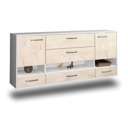 Stil.Zeit Sideboard Lafayette | Korpus Weiß | Zeder hängend mit Griffen (180x79x35cm)