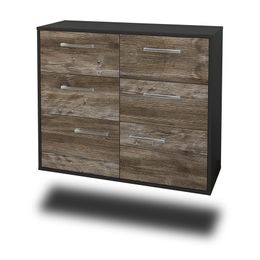 Stil.Zeit Sideboard Tempe | Korpus Anthrazit | Treibholz hängend mit Griffen (92x79x35cm)