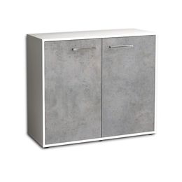 Stil.Zeit Sideboard Blanka | Korpus Weiß | Beton mit Griffen (92x79x35cm)