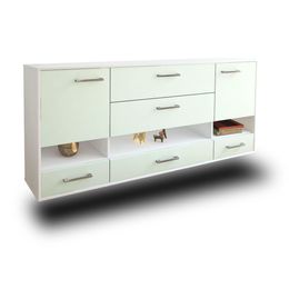 Stil.Zeit Sideboard Lafayette | Korpus Weiß | Mint hängend mit Griffen (180x79x35cm)