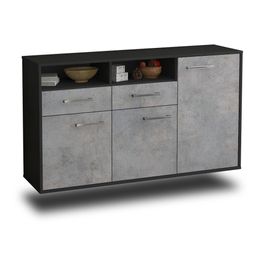 Stil.Zeit Sideboard Hollywood | Korpus Anthrazit | Beton hängend mit Griffen (136x79x35cm)