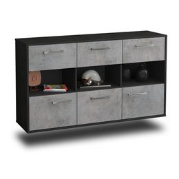 Stil.Zeit Sideboard Paterson | Korpus Anthrazit | Beton hängend mit Griffen (136x79x35cm)