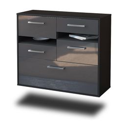 Stil.Zeit Sideboard Fayetteville | Korpus Anthrazit | Grau hängend mit Griffen (92x79x35cm)