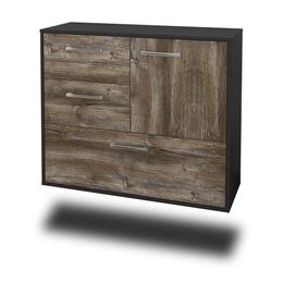 Stil.Zeit Sideboard Rancho Cucamonga | Korpus Anthrazit | Treibholz hängend mit Griffen (92x79x35cm)