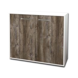 Stil.Zeit Sideboard Blanka | Korpus Weiß | Treibholz mit Griffen (92x79x35cm)