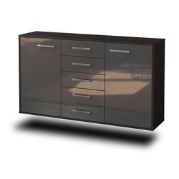 Stil.Zeit Sideboard Pembroke Pines | Korpus Anthrazit | Grau hängend mit Griffen (136x79x35cm)