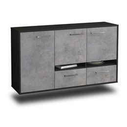 Stil.Zeit Sideboard Lancaster | Korpus Anthrazit | Beton hängend mit Griffen (136x79x35cm)