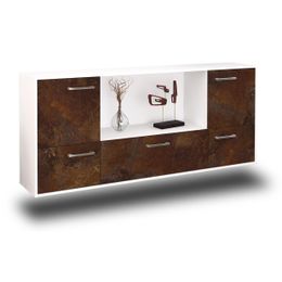 Stil.Zeit Sideboard Sunnyvale | Korpus Weiß | Rost hängend mit Griffen (180x79x35cm)