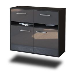 Stil.Zeit Sideboard Fort Lauderdale | Korpus Anthrazit | Grau hängend mit Griffen (92x79x35cm)