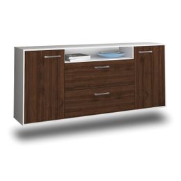 Stil.Zeit Sideboard Thousand Oaks | Korpus Weiß | Walnuss hängend mit Griffen (180x79x35cm)