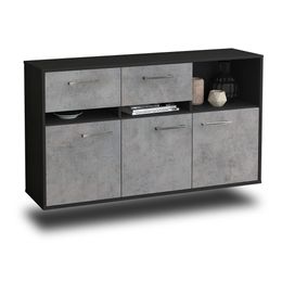 Stil.Zeit Sideboard Enterprise | Korpus Anthrazit | Beton hängend mit Griffen (136x79x35cm)