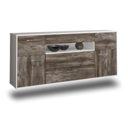 Stil.Zeit Sideboard Elizabeth | Korpus Weiß | Treibholz hängend mit Griffen (180x79x35cm)