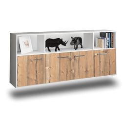 Stil.Zeit Sideboard Columbia | Korpus Weiß | Pinie hängend mit Griffen (180x79x35cm)