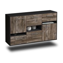 Stil.Zeit Sideboard Hayward | Korpus Anthrazit | Treibholz hängend mit Griffen (136x79x35cm)