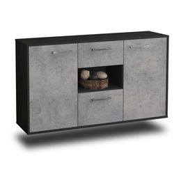 Stil.Zeit Sideboard Pasadena | Korpus Anthrazit | Beton hängend mit Griffen (136x79x35cm)