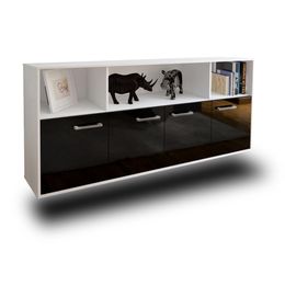 Stil.Zeit Sideboard Columbia | Korpus Weiß | Schwarz hängend mit Griffen (180x79x35cm)