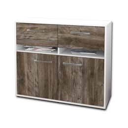 Stil.Zeit Sideboard Brunilde | Korpus Weiß | Treibholz mit Griffen (92x79x35cm)