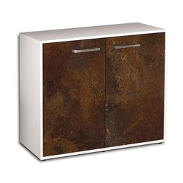 Stil.Zeit Sideboard Blanka | Korpus Weiß | Rost mit Griffen (92x79x35cm)