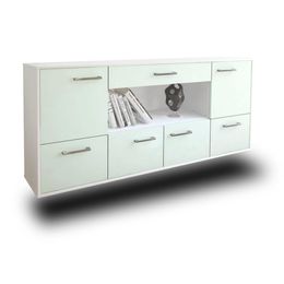 Stil.Zeit Sideboard Fullerton | Korpus Weiß | Mint hängend mit Griffen (180x79x35cm)