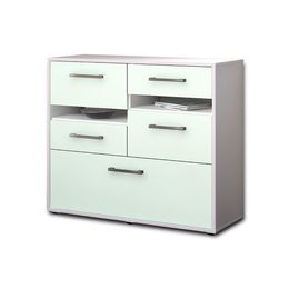 Stil.Zeit Sideboard Daria | Korpus Weiß | Mint mit Griffen (92x79x35cm)