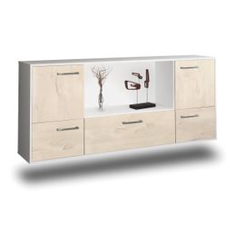 Stil.Zeit Sideboard Sunnyvale | Korpus Weiß | Zeder hängend mit Griffen (180x79x35cm)