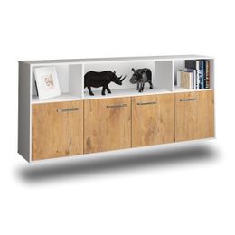 Stil.Zeit Sideboard Columbia | Korpus Weiß | Eiche hängend mit Griffen (180x79x35cm)