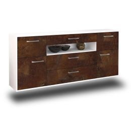 Stil.Zeit Sideboard Elizabeth | Korpus Weiß | Rost hängend mit Griffen (180x79x35cm)