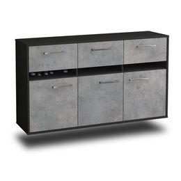 Stil.Zeit Sideboard Joliet | Korpus Anthrazit | Beton hängend mit Griffen (136x79x35cm)