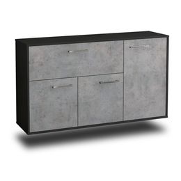 Stil.Zeit Sideboard Naperville | Korpus Anthrazit | Beton hängend mit Griffen (136x79x35cm)