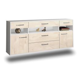 Stil.Zeit Sideboard Inglewood | Korpus Weiß | Zeder hängend mit Griffen (180x79x35cm)