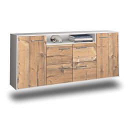 Stil.Zeit Sideboard Carrollton | Korpus Weiß | Pinie hängend mit Griffen (180x79x35cm)