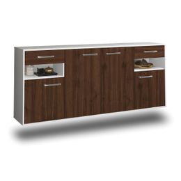 Stil.Zeit Sideboard Killeen | Korpus Weiß | Walnuss hängend mit Griffen (180x79x35cm)