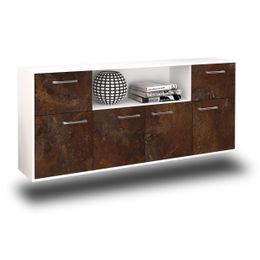 Stil.Zeit Sideboard West Valley City | Korpus Weiß | Rost hängend mit Griffen (180x79x35cm)