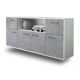 Stil.Zeit Sideboard West Valley City | Korpus Weiß | Beton hängend mit Griffen (180x79x35cm)