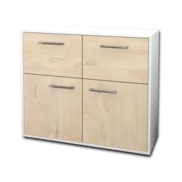 Stil.Zeit Sideboard Calliope | Korpus Weiß | Zeder mit Griffen (92x79x35cm)