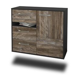 Stil.Zeit Sideboard Ontario | Korpus Anthrazit | Treibholz hängend mit Griffen (92x79x35cm)