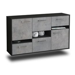 Stil.Zeit Sideboard Hayward | Korpus Anthrazit | Beton hängend mit Griffen (136x79x35cm)