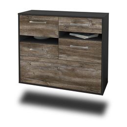 Stil.Zeit Sideboard Fayetteville | Korpus Anthrazit | Treibholz hängend mit Griffen (92x79x35cm)