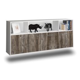 Stil.Zeit Sideboard Columbia | Korpus Weiß | Treibholz hängend mit Griffen (180x79x35cm)