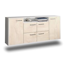 Stil.Zeit Sideboard Carrollton | Korpus Weiß | Zeder hängend mit Griffen (180x79x35cm)