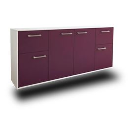 Stil.Zeit Sideboard Costa Mesa | Korpus Weiß | Lila hängend mit Griffen (180x79x35cm)