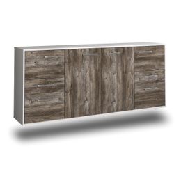 Stil.Zeit Sideboard Costa Mesa | Korpus Weiß | Treibholz hängend mit Griffen (180x79x35cm)