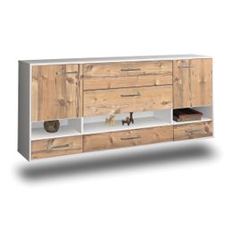 Stil.Zeit Sideboard Lafayette | Korpus Weiß | Pinie hängend mit Griffen (180x79x35cm)