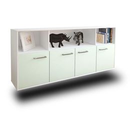 Stil.Zeit Sideboard Columbia | Korpus Weiß | Mint hängend mit Griffen (180x79x35cm)