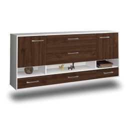 Stil.Zeit Sideboard Lafayette | Korpus Weiß | Walnuss hängend mit Griffen (180x79x35cm)