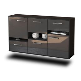 Stil.Zeit Sideboard Hayward | Korpus Anthrazit | Grau hängend mit Griffen (136x79x35cm)