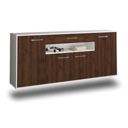 Stil.Zeit Sideboard Lansing | Korpus Weiß | Walnuss hängend mit Griffen (180x79x35cm)